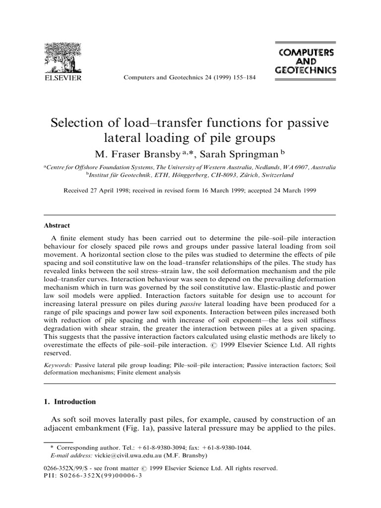 Selection of Load_Transfer Functions for Passive Lateral Loading of ...