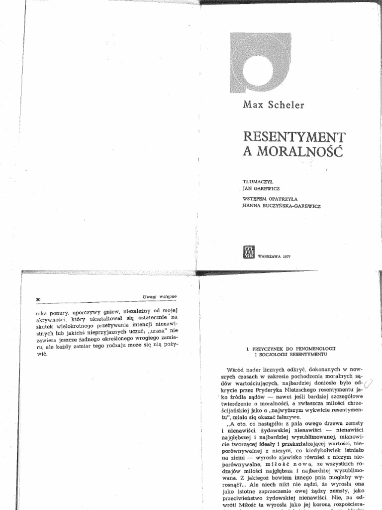 Scheler, Resentyment | PDF