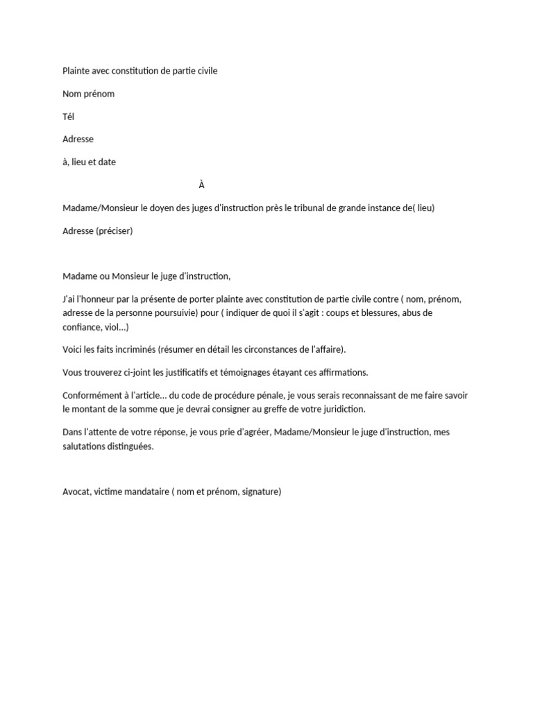 Constitution de Partie Civile | PDF
