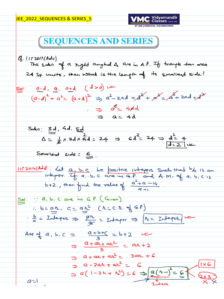 Sequence and Series Live Class-5 Teacher Notes | PDF