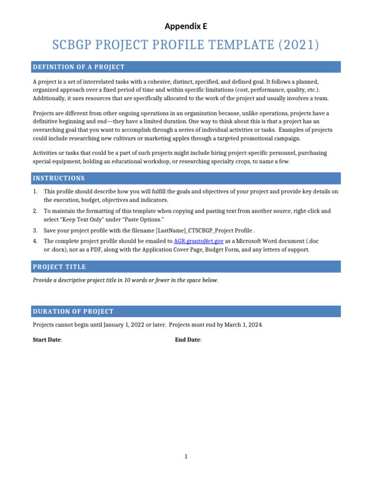 Appendix E Project Profile Template SCBG 212021-02-11 | PDF | Food ...