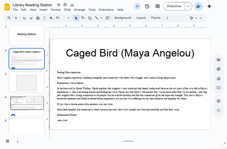 Library Reading Station - Google Slides | PDF | Oprah Winfrey | Maya ...