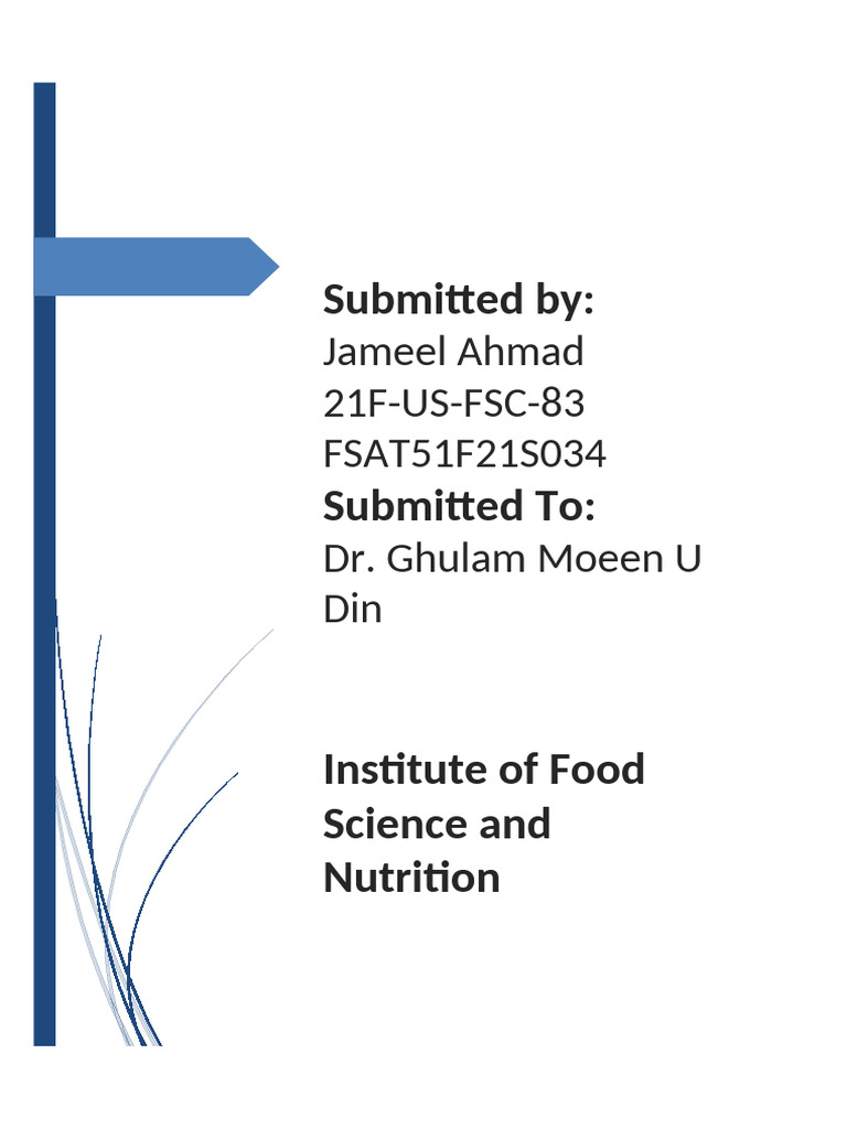 Internship Report Jameel | PDF | Food Safety | Arsenic