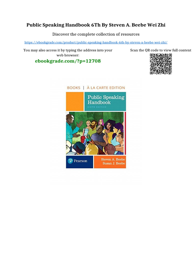 Public Speaking Handbook 6th by Steven A. Beebe Wei Zhi Full Digital ...