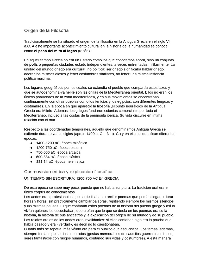 T.1 Del Mito Al Logos | PDF | Antigua Grecia
