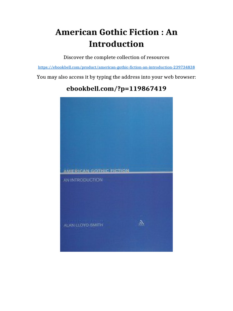 American gothic fiction : an introduction full chapters instanly | PDF ...