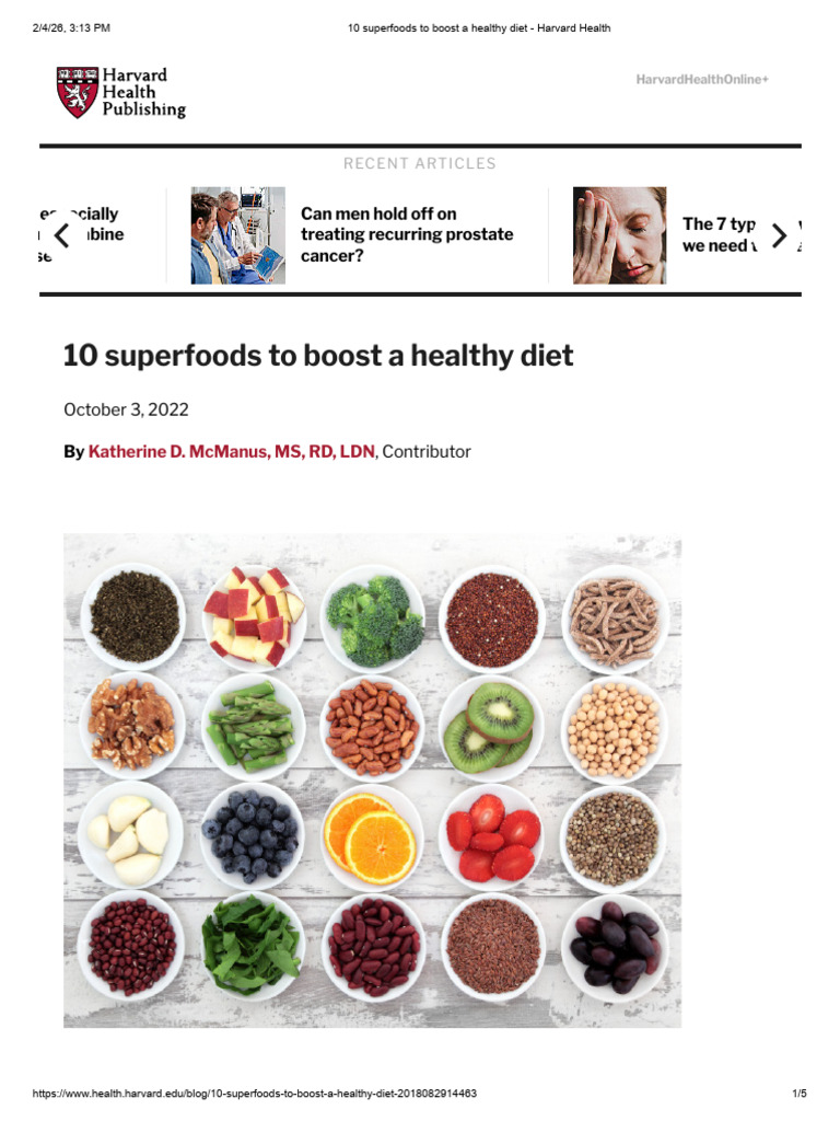 10 Superfoods to Boost a Healthy Diet - Harvard Health | PDF | Healthy ...