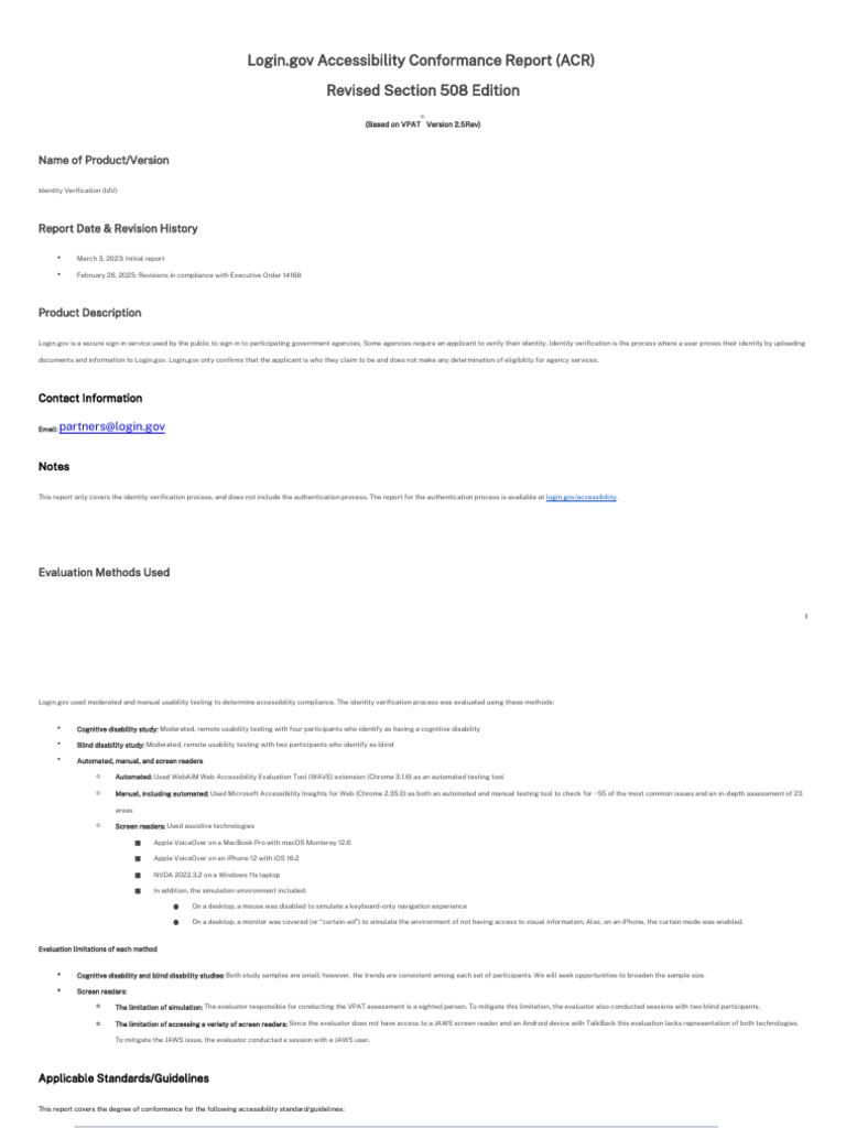 2025 02 26 VPAT2.4Rev508 Identity Verification IdV | PDF | Html Element ...
