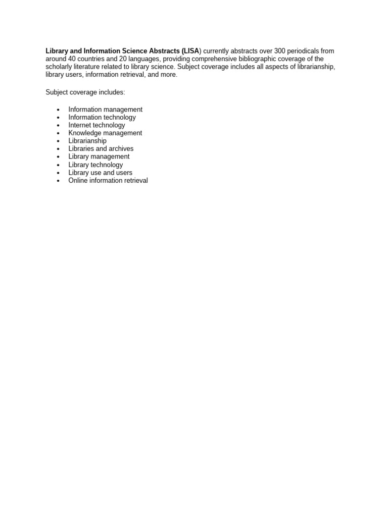 Library and Information Science Abstracts | PDF