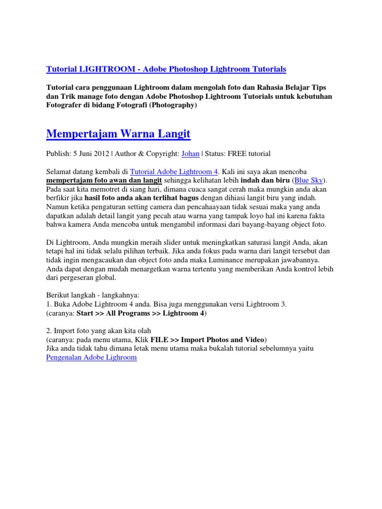 Tutorial Lightroom | PDF