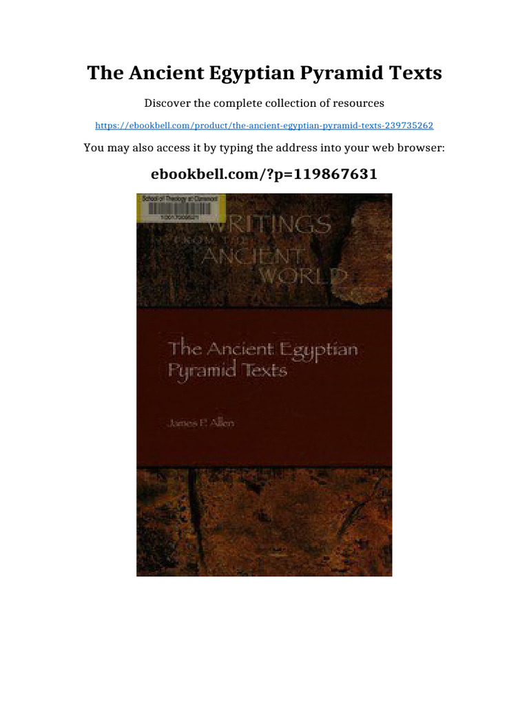 The Ancient Egyptian Pyramid Texts Available All Format | PDF ...