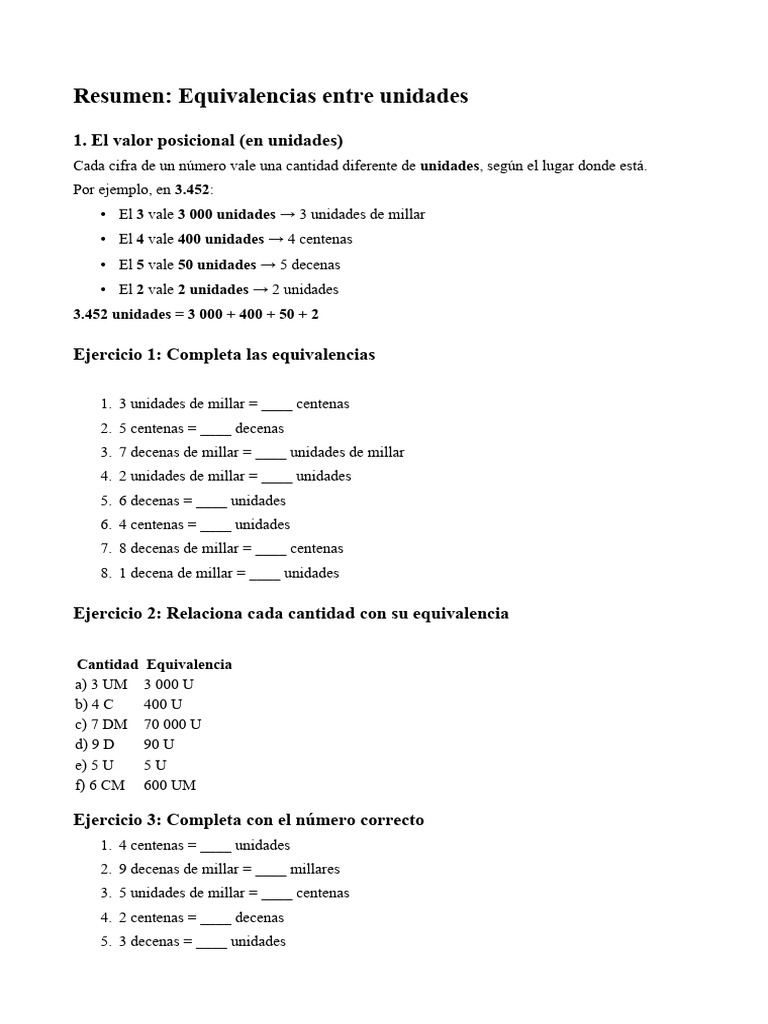 Equivalencias Entre Unidades | PDF