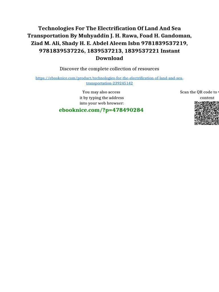 Technologies for the Electrification of Land and Sea Transportation by ...