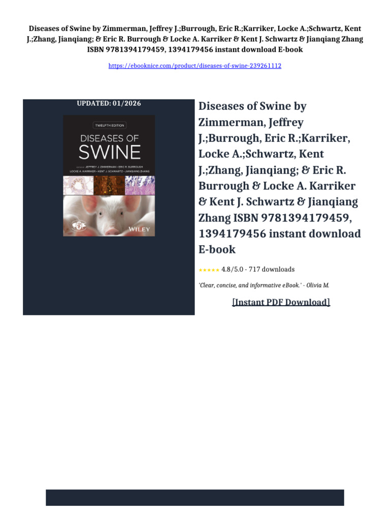 Diseases of Swine by Zimmerman, Jeffrey J.;Burrough, Eric R.;Karriker ...