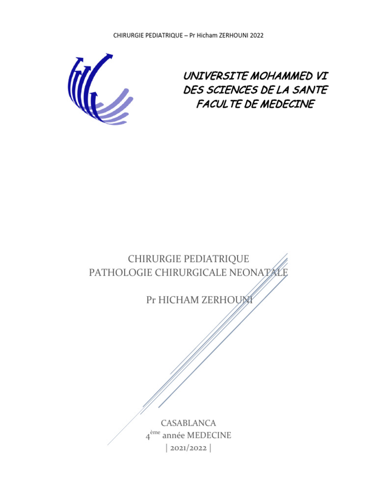 PR Zerhouni 2022 - Pathologie Chirurgicale Neonatale | PDF | Cancer de ...