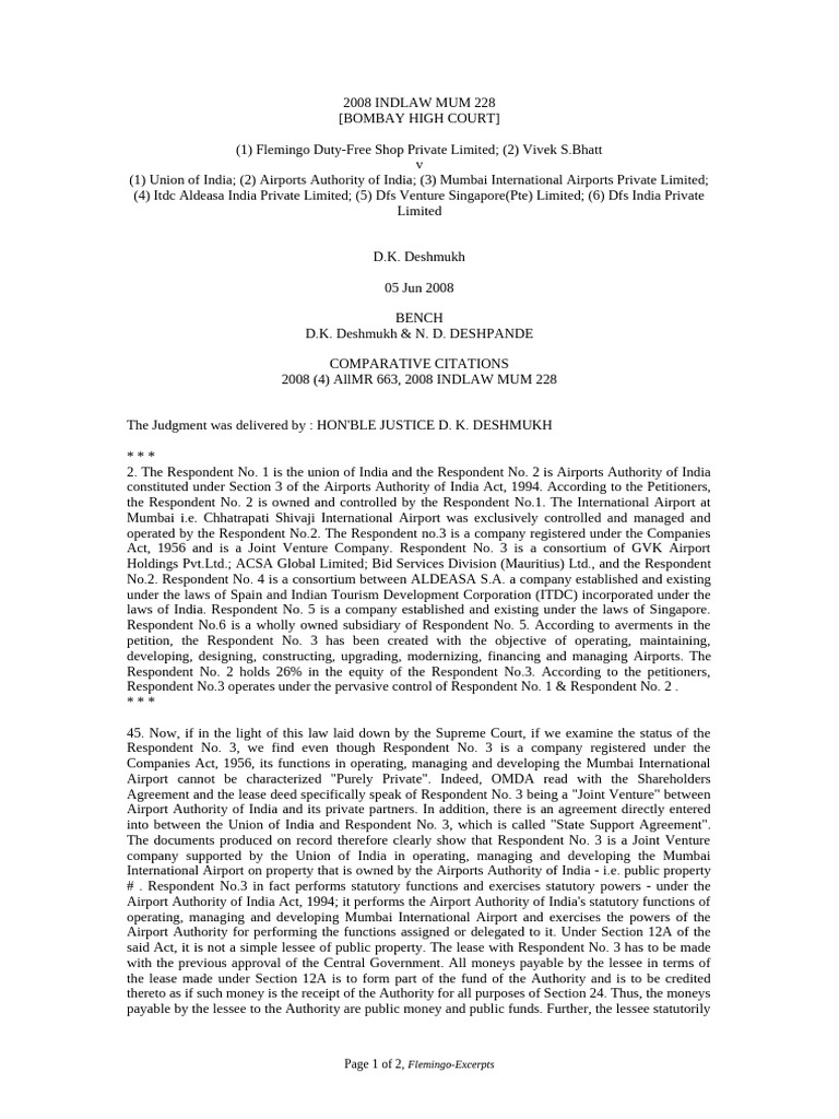 02 Flemingo, Bombay HC 2008 Excerpts | PDF | Lease | Common Law