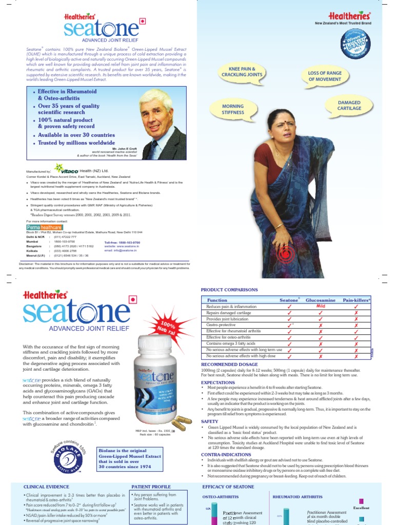 Seatone Capsules - Biolane Active Green Lipped Mussel Extract . | PDF ...