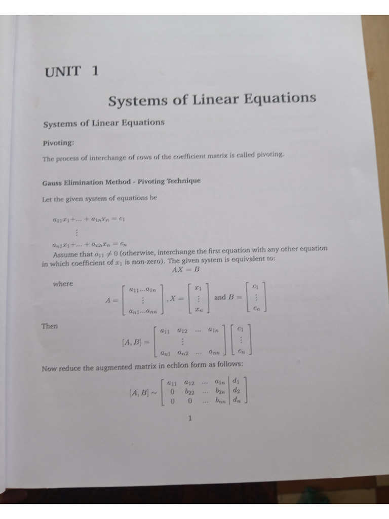 Unit 1 - System of Linear Equations | PDF