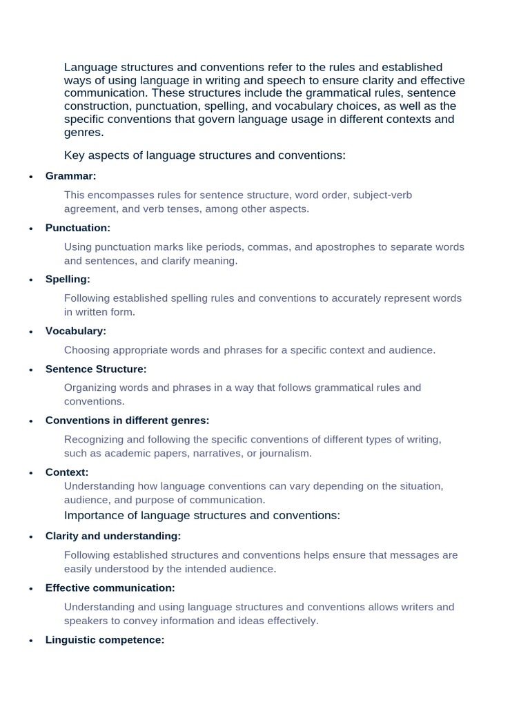 Language Structures and Conventions | PDF