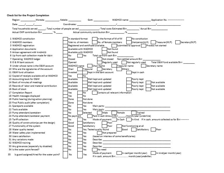 Checklist For Project Completion | PDF | Economies