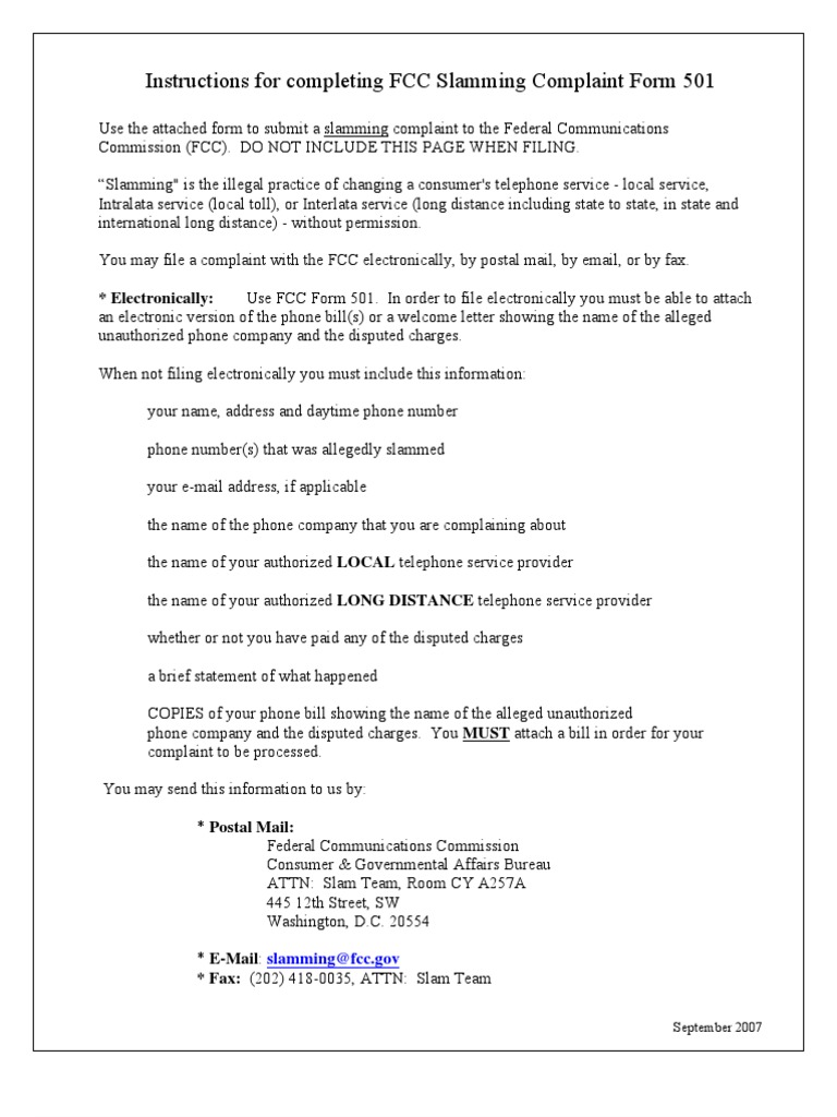 FCC Complaint Form | Federal Communications Commission | Complaint