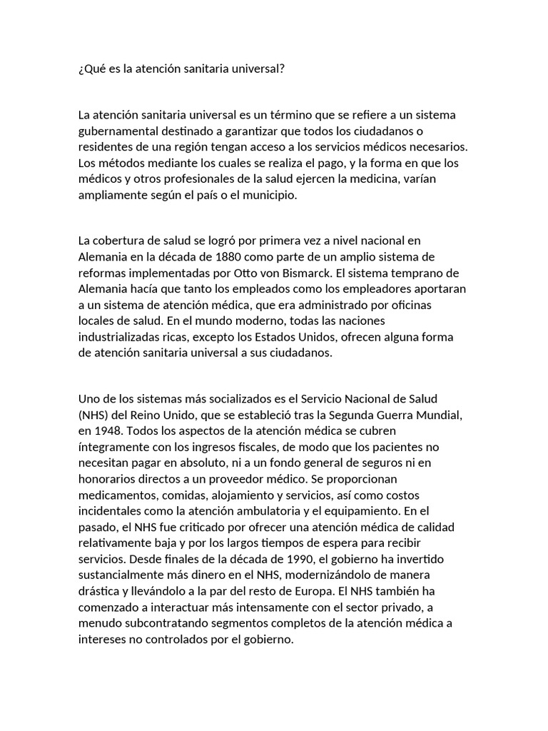 Qué Es La Atención Sanitaria Universal | PDF | Cuidado de la salud ...
