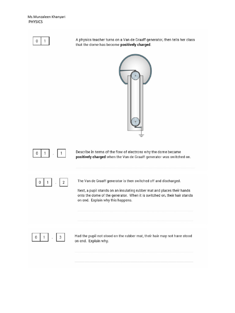 Static Electricity WS | PDF