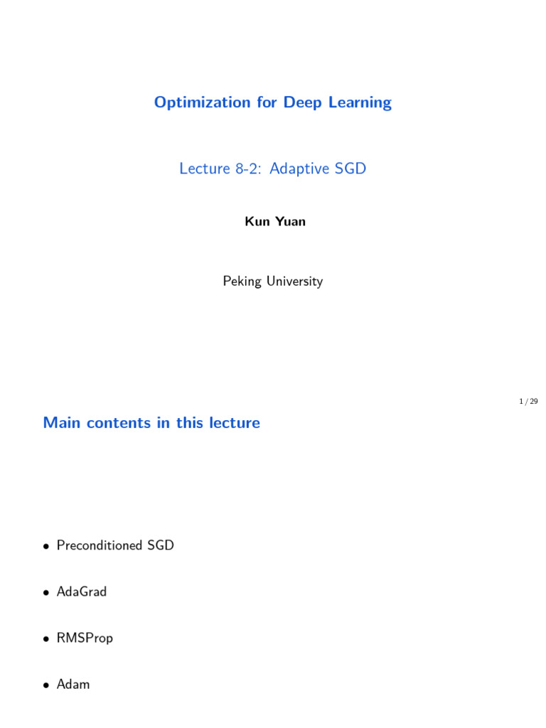 Lec8 2 Adaptive SGD | PDF | Mathematics | Numerical Analysis