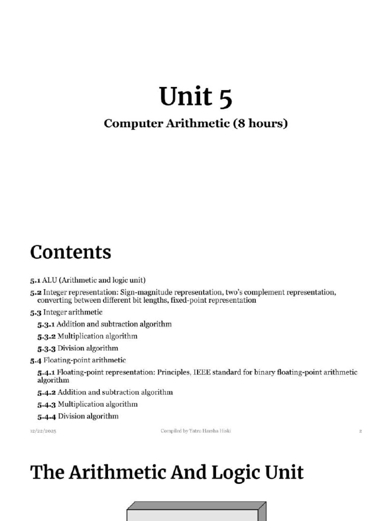 Unit 5 Computer Arithmetic | PDF