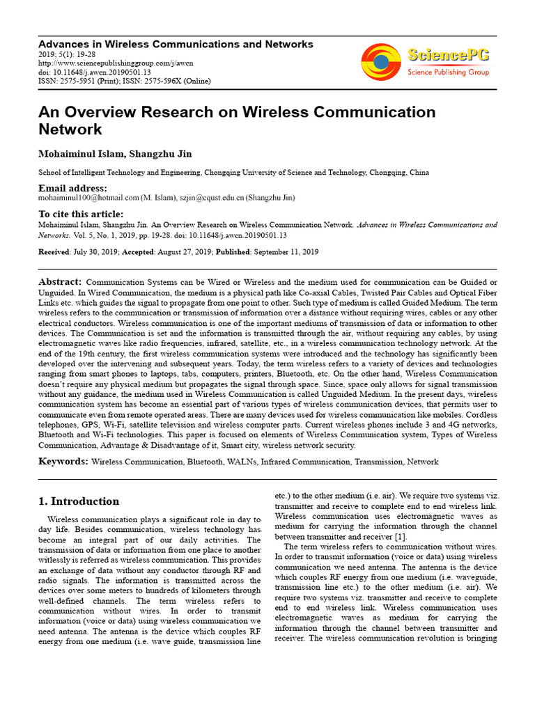 An Overview Research On Wireless Communication Net | PDF | Transmission ...