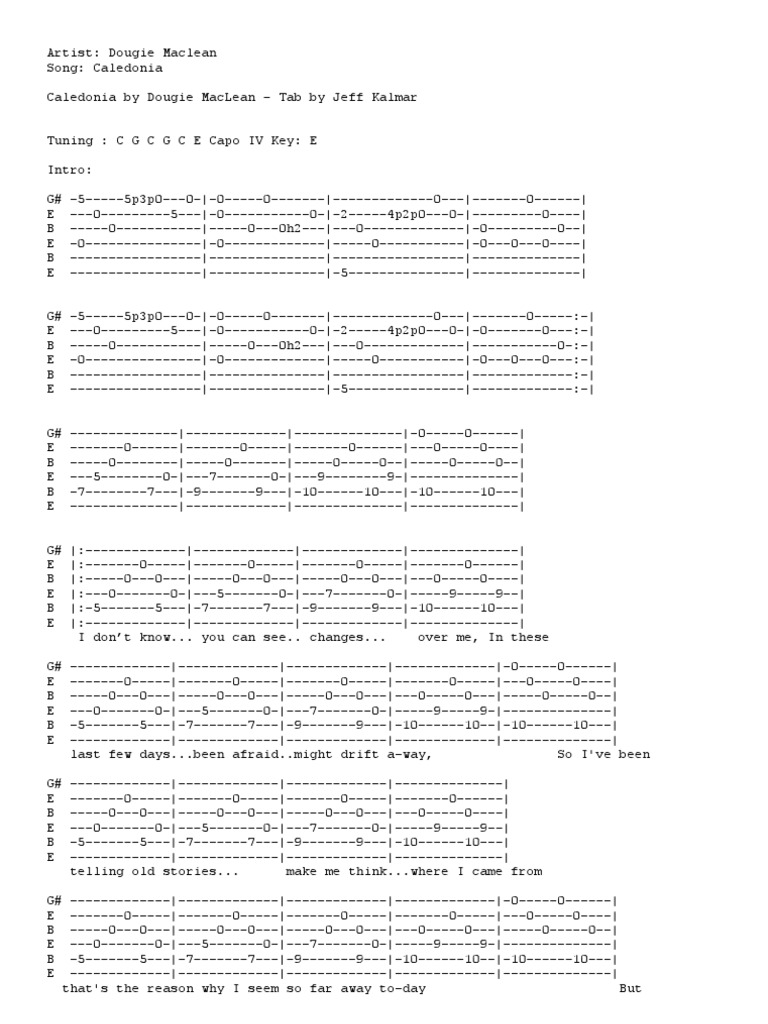 Caledonia Tab by Dougie Maclean | PDF Caledonia Tab by Dougie Maclean | PDF