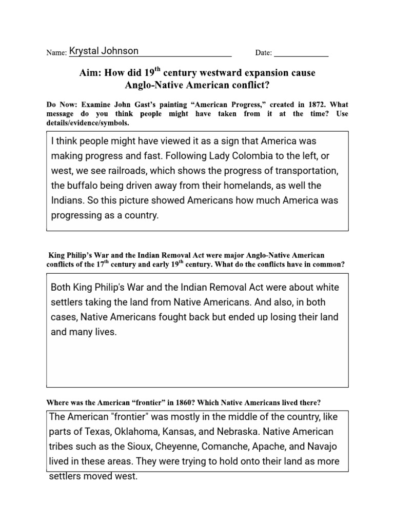 Anglo-Native American Conflict - Answer | PDF | Indigenous Peoples Of ...