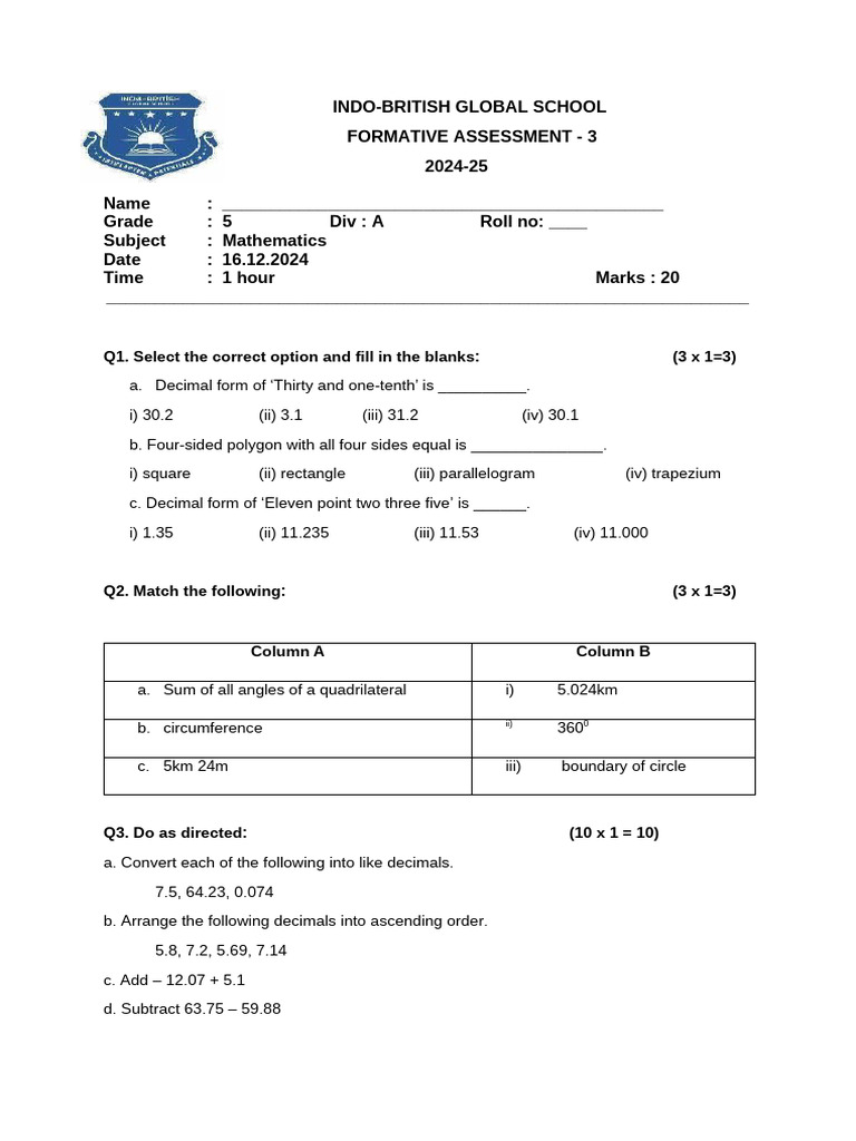 FA3-G5-MATH | PDF