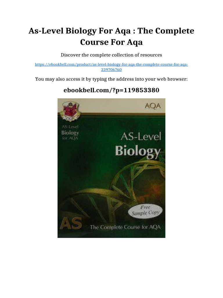 AS-level biology for AQA : the complete course for AQA pdf version ...