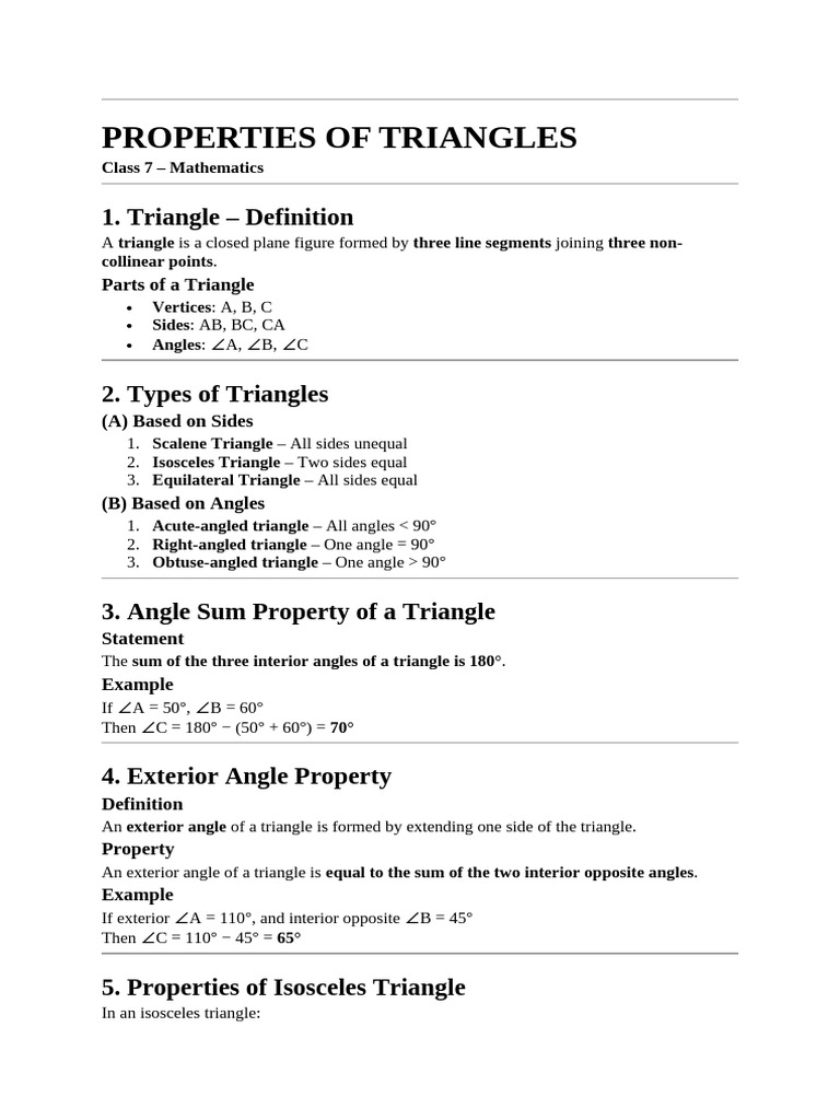 Properties of Triangles c8 | PDF | Triangle | Angle