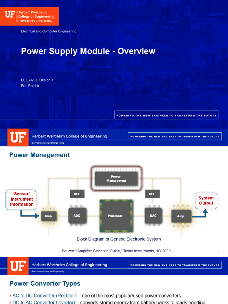 Power Supply Overview UF ECE Design 1 | PDF | Power Electronics | Rectifier