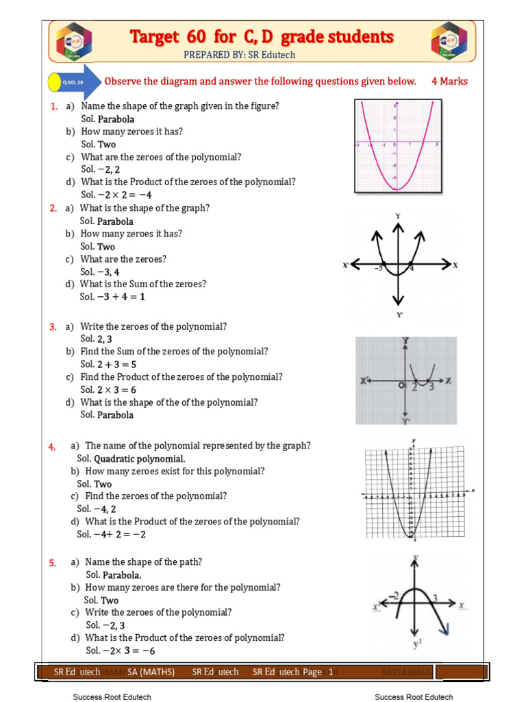 SSC Maths Target 60 for C, D Grade Children 2025-26 With Answers GSR ...