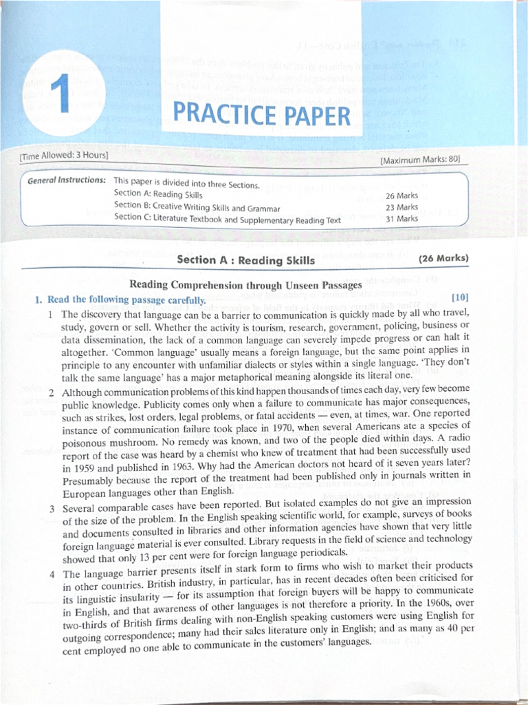 Practice Paper 1 with AK ENGLISH GRADE 11 | PDF