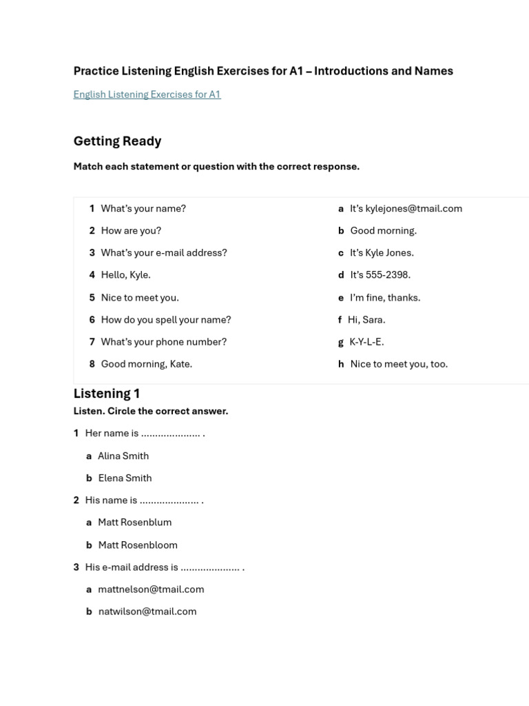 Listening For Spelling Names and Introductions | PDF