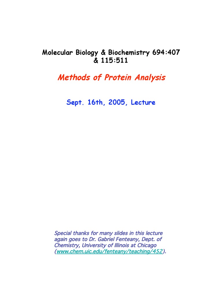 Methods of Protein Analysis | PDF | Proteins | Dna Sequencing