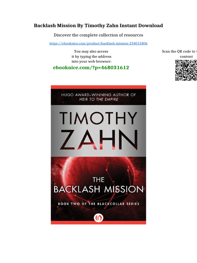 Backlash Mission by Timothy Zahn Instant Download Newest Edition 2025 | PDF