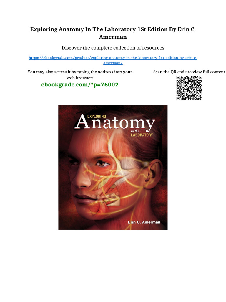 Exploring Anatomy in the Laboratory 1st Edition by Erin C. Amerman ...