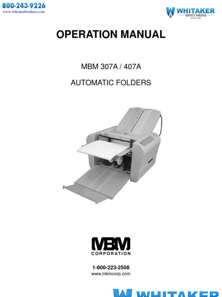 MBM 307A/407A Folder Manual | PDF | Electric Shock | Paper