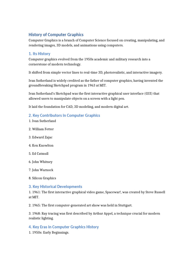 History of Computer Graphics Corrected Numbering-1 | PDF