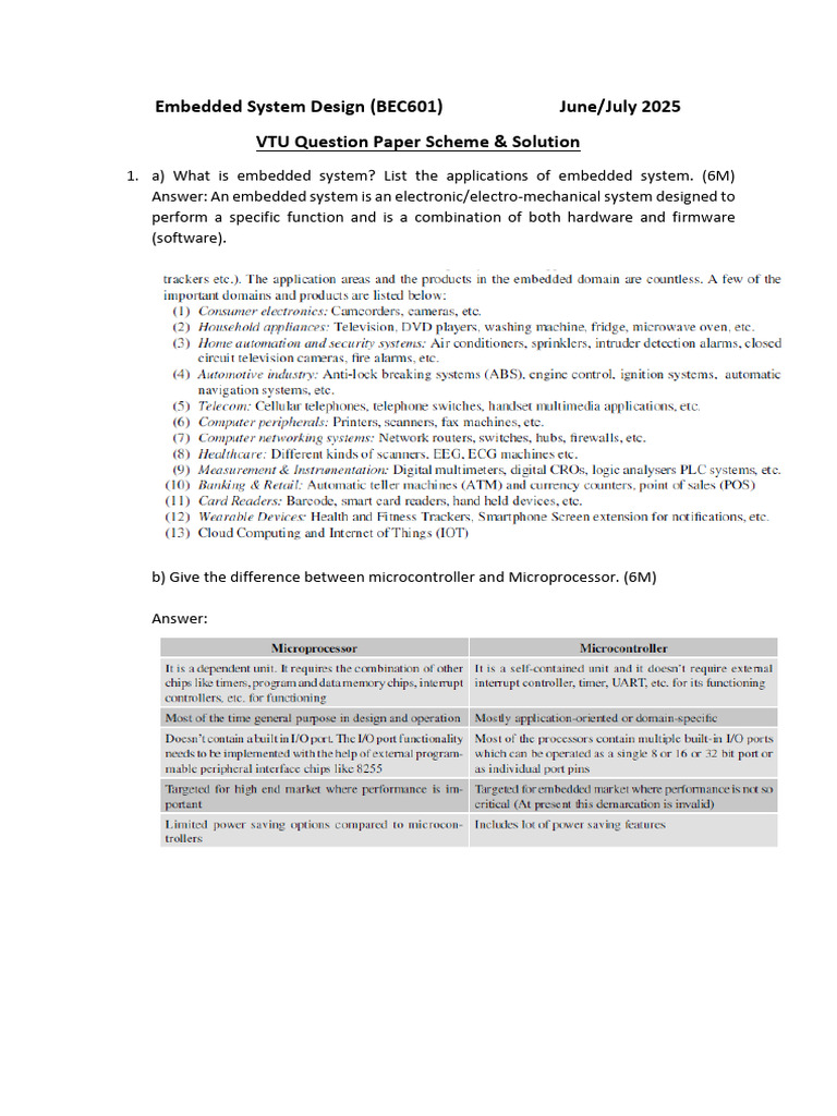 VTU Exam Question Paper With Solution of BEC601 Embedded System Design ...