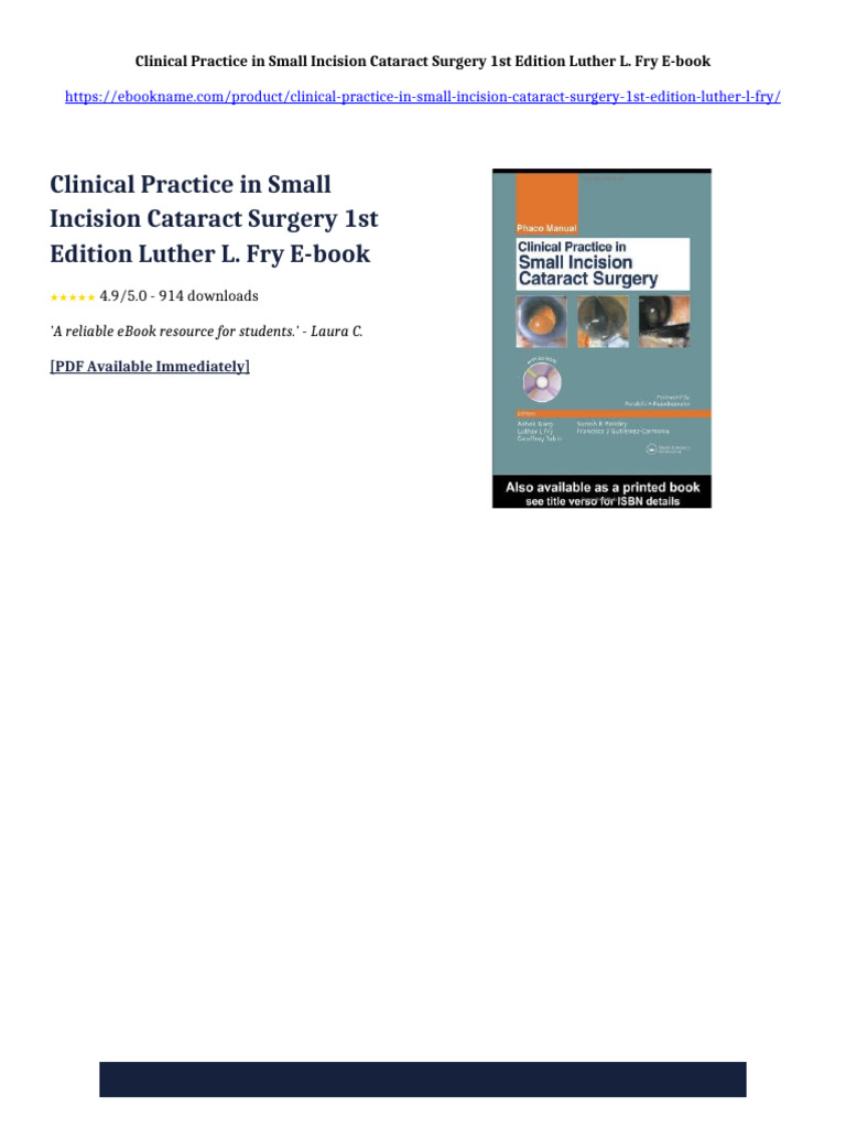 Clinical Practice in Small Incision Cataract Surgery 1st Edition Luther ...