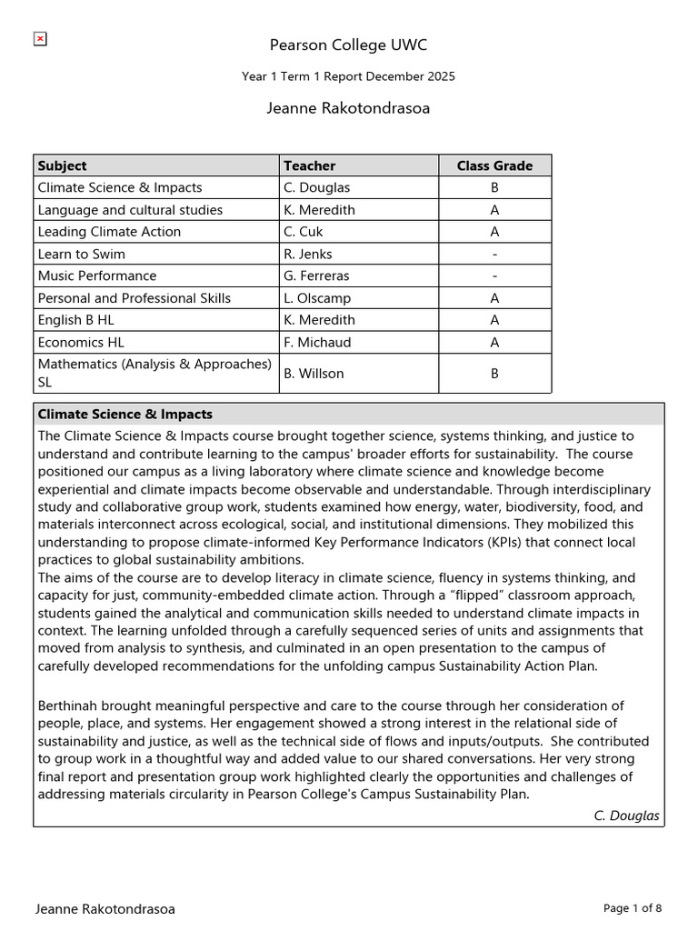 Y52 Year 1 Term 1 Reports | PDF | English Language | Learning