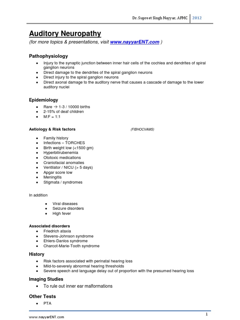 Auditory Neuropathy | PDF