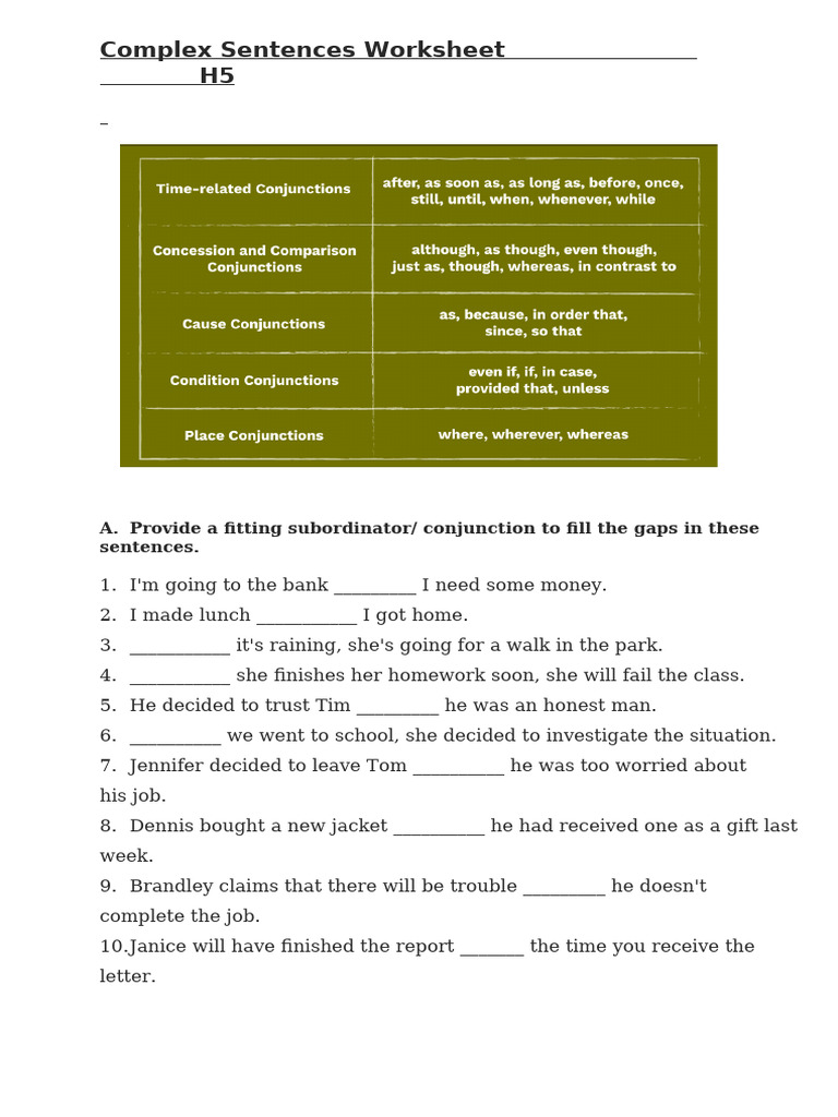 Complex Sentence Worksheet | PDF | Chess Theory | Chess