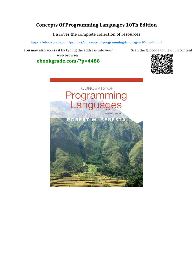 Concepts of Programming Languages 10th Edition Latest PDF 2025 | PDF ...